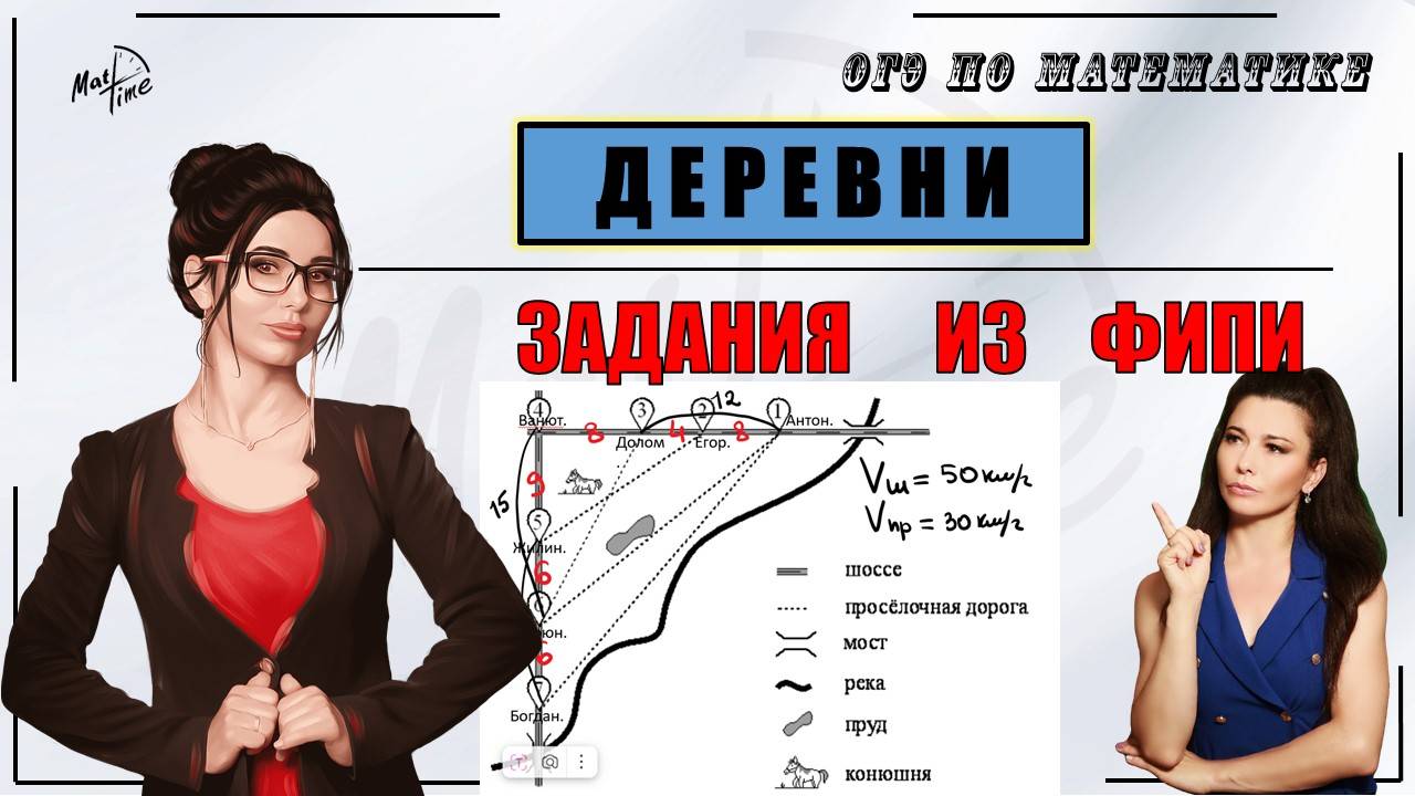 Деревни, подготовка к ОГЭ 2025 по математике 1-5 задания ФИПИ. Маттайм. ПДФ конспект.