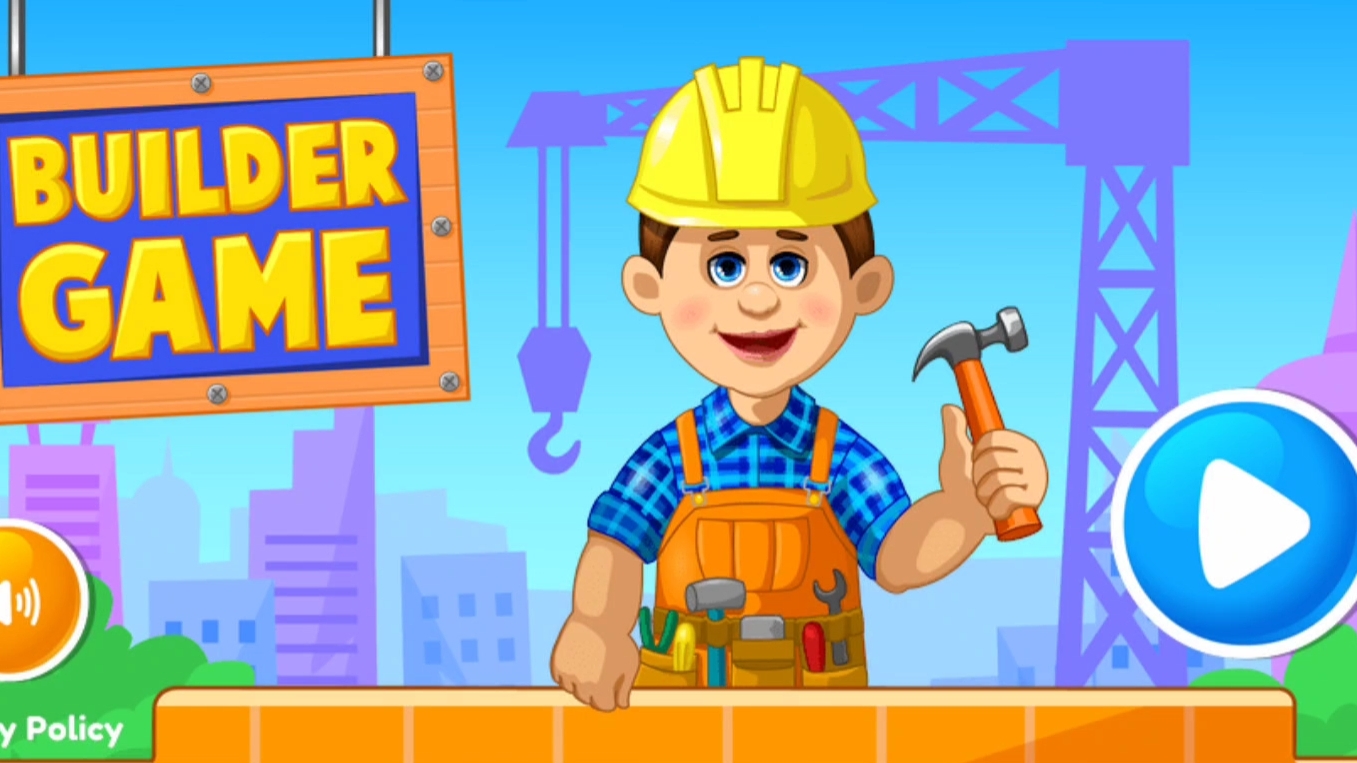 Строитель. Мультфильм игра Выполняй задачи игр про тракторы и грузовики или строительство домов