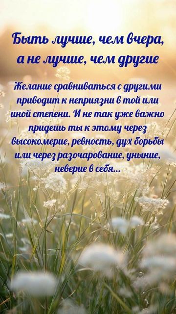 БЫТЬ ЛУЧШЕ, ЧЕМ ВЧЕРА, А НЕ ЛУЧШЕ, ЧЕМ ДРУГИЕ…