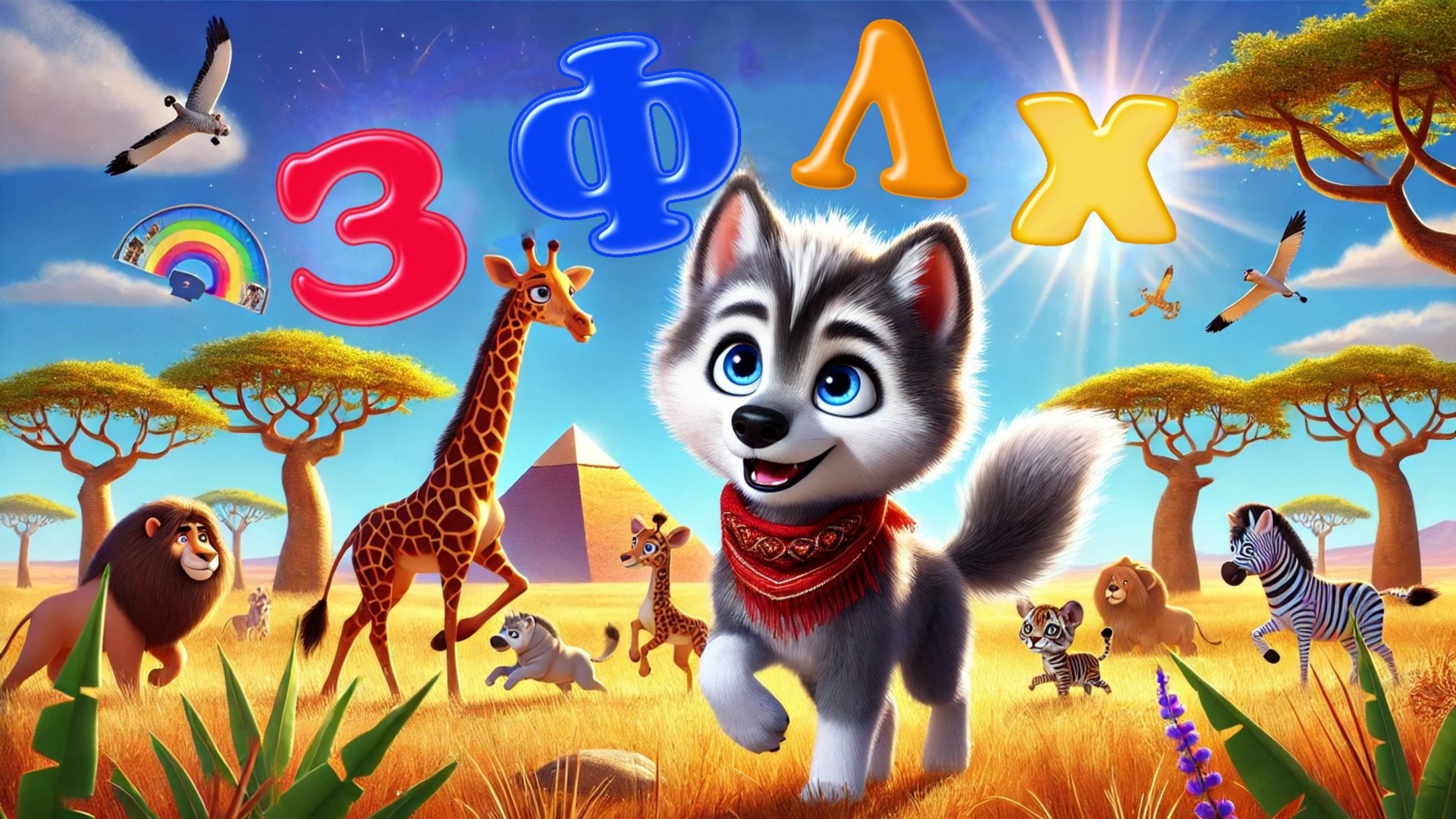 УЧИМ АЛФАВИТ С ВОЛЧОНОКОМ ВОЕМ! Изучаем Буквы Ф,Х,З,Л- Загадки жаркой Африки!