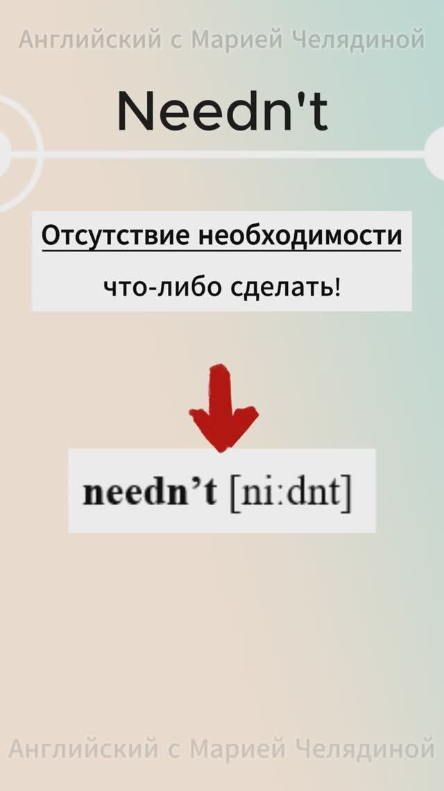 Needn't. Перевод: "Не надо", "Не стоит" #need #английскийсМариейЧелядиной