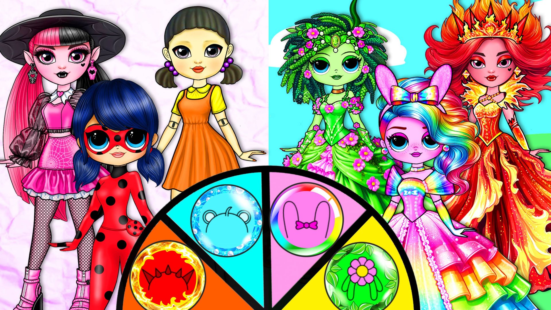 Ледибаг, Дракулаура, Эльза  стали Спрунки Стихии (incredibox Sprunki) | Бумажные Куклы и Сюрпризы