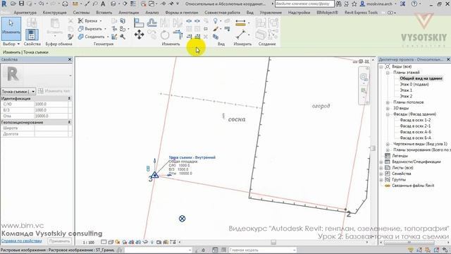 [Курс «Revit: генплан»] Базовая точка и точка съемки