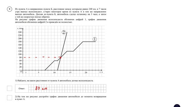 ВПР. Математика. 7 класс. Демовариант. Задание 9. Из пункта А в направлении пункта Б, расстояние