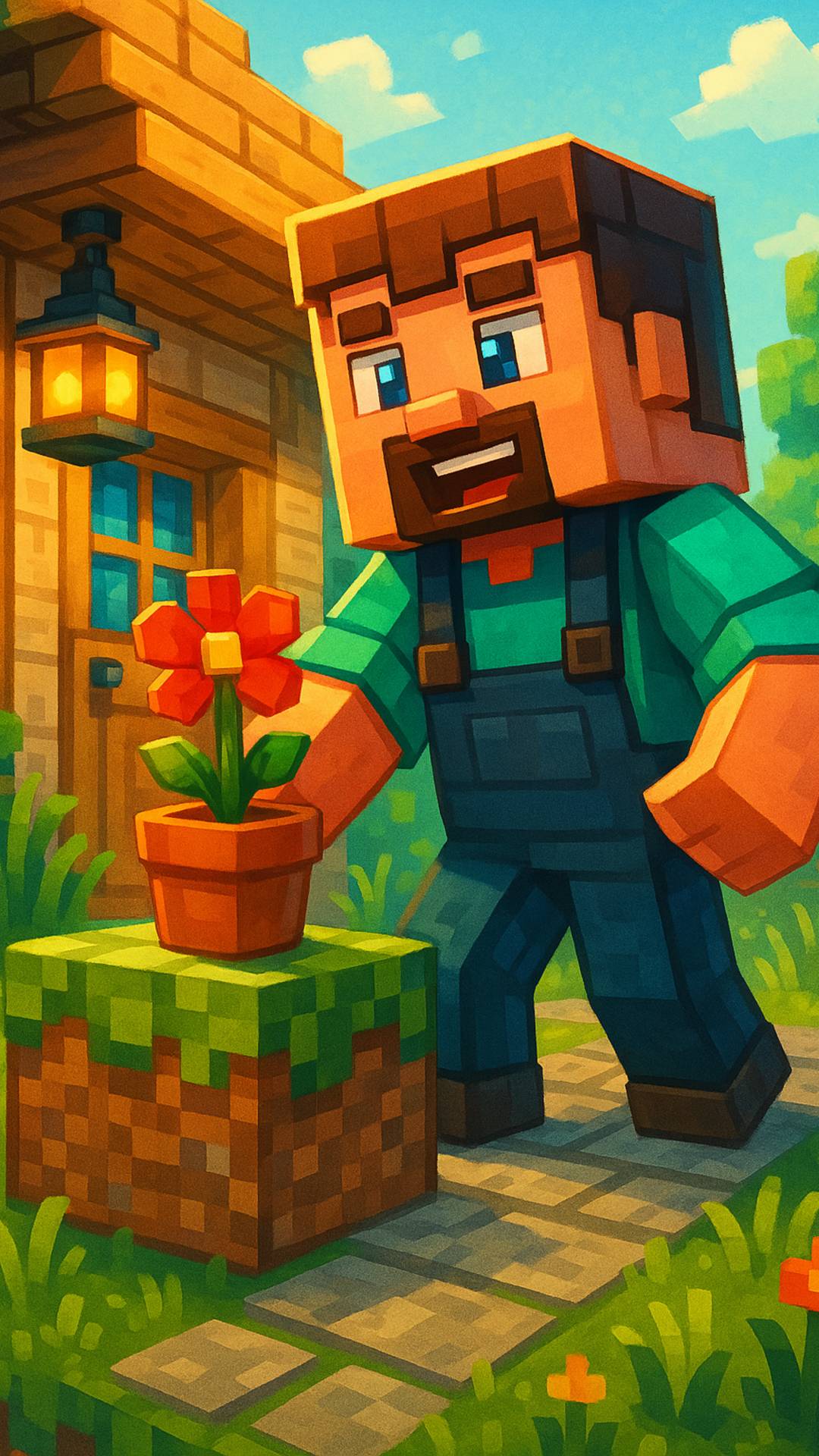 Украшаем двор! 🌿 Добавляем горшок с цветами у дома 🏡