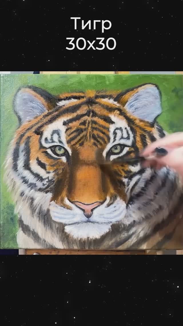 Тигр, картина маслом, 30х30см #shorts #картина #nammyart #пейзаж #интерьер #продажа #природа