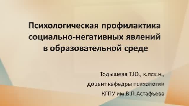 07-01 Психологическая профилактика социально-негативных явлений в образовательной среде