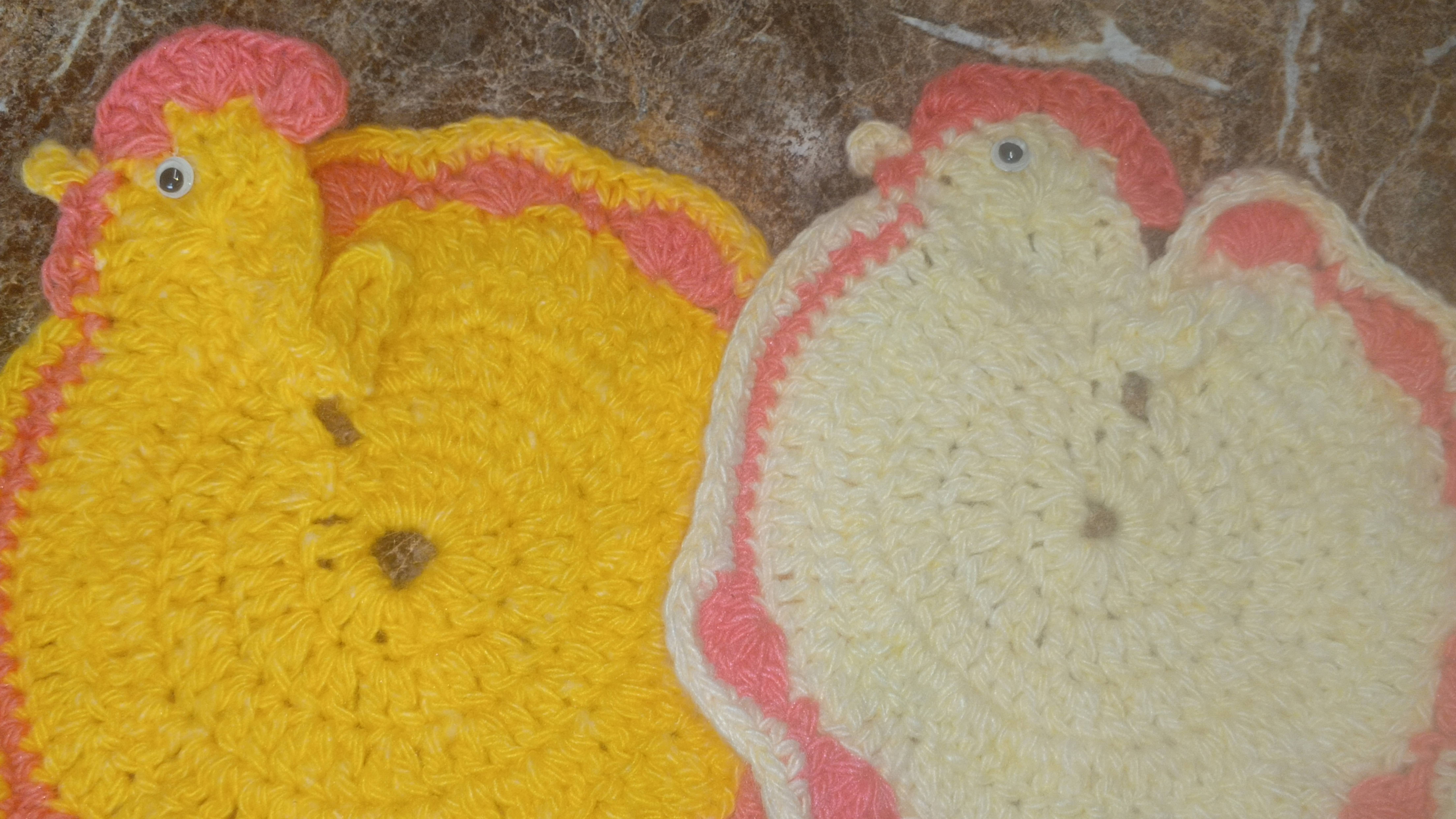 Прихватка курочка крючком часть 3