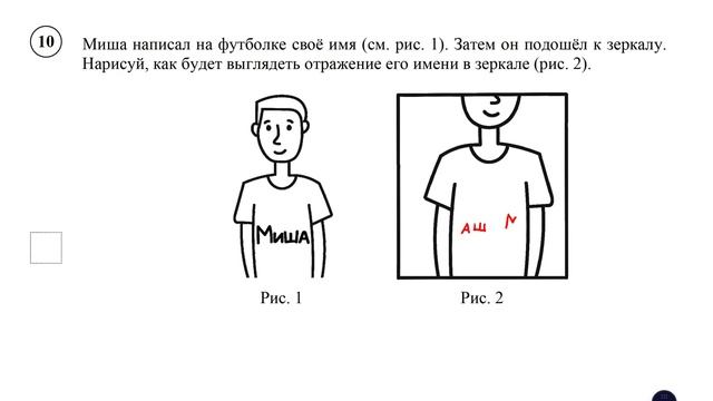 ВПР. Математика. 4 класс. Демовариант. Задание 10. Миша написал на футболке своё имя (см. рис. 1).