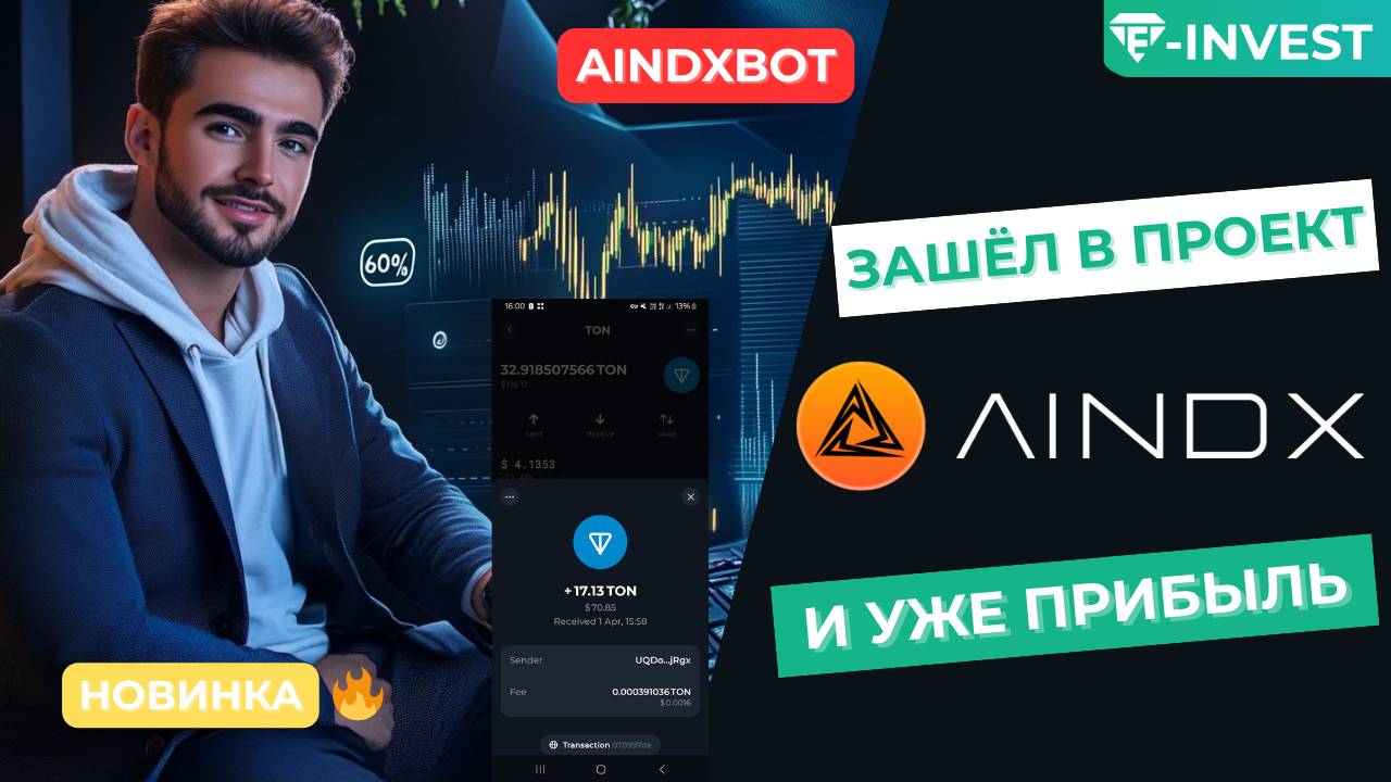 Заработок 60% в месяц в Telegram? Обзор AINDX BOT | Крипта, Mini App и пассивный доход