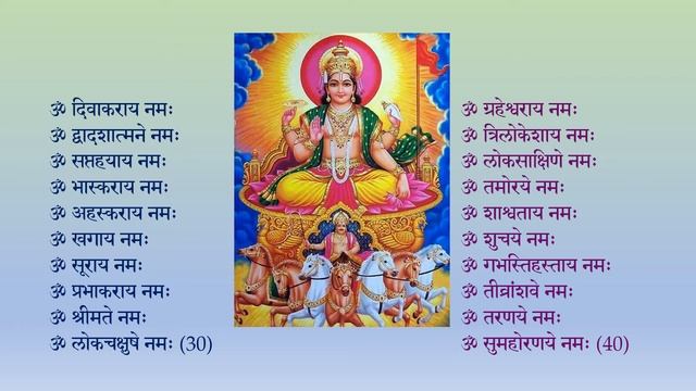 Surya Nama Saptati - 70 Names list of Sun God- सूर्यनामसप्ततिः