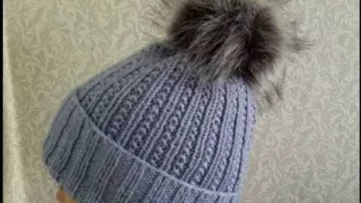 ВЯЗАНИЕ СПИЦАМИ!КРАСИВАЯ ШАПКА С ПРОСТЫМ УЗОРОМ!Смогут даже начинающие