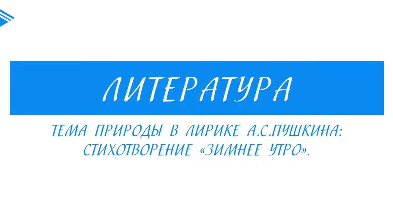6 класс - Литература - Тема природы в лирике А.С. Пушкина стихотворение Зимнее утро