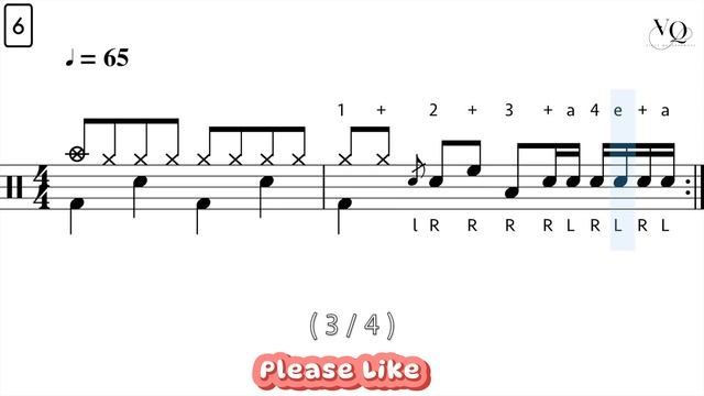 #drum Master 6 Beginner  Fills Starting on Beat 2 | Practice-Along Lesson for Drummer | #Lesson 6