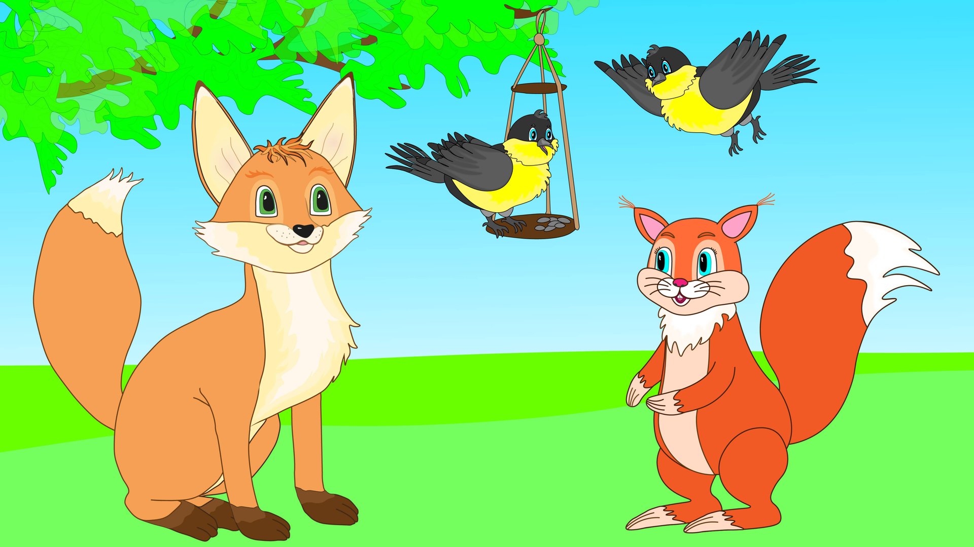 КОРМУШКИ ДЛЯ ПТИЦ!  Познавательное видео - мультфильм про лисенка Тишку!