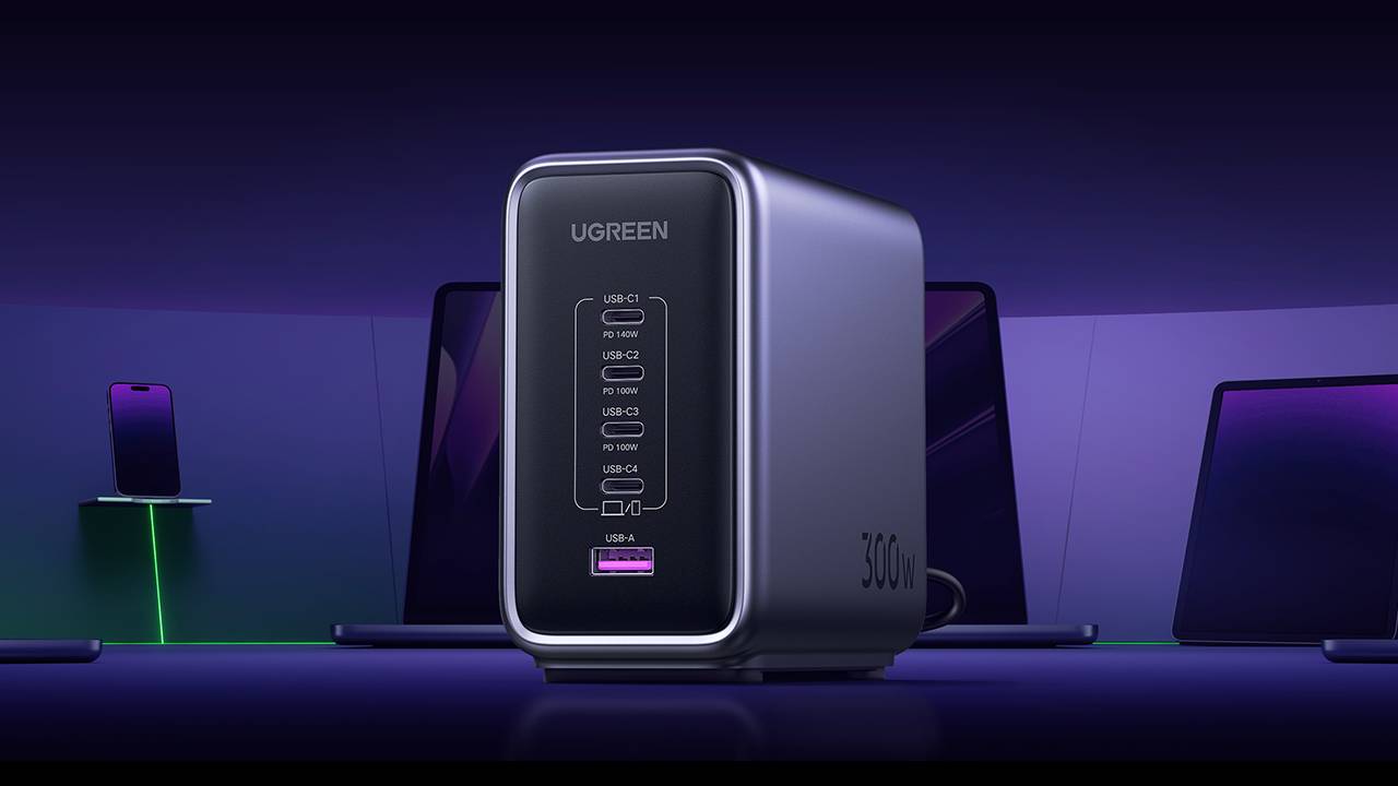 Ugreen Nexode 300W - мощное пятипортовое зарядное устройство.