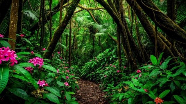 Полная релаксация под звуки природы в тропическом лесу, пение птиц и звуки животных.