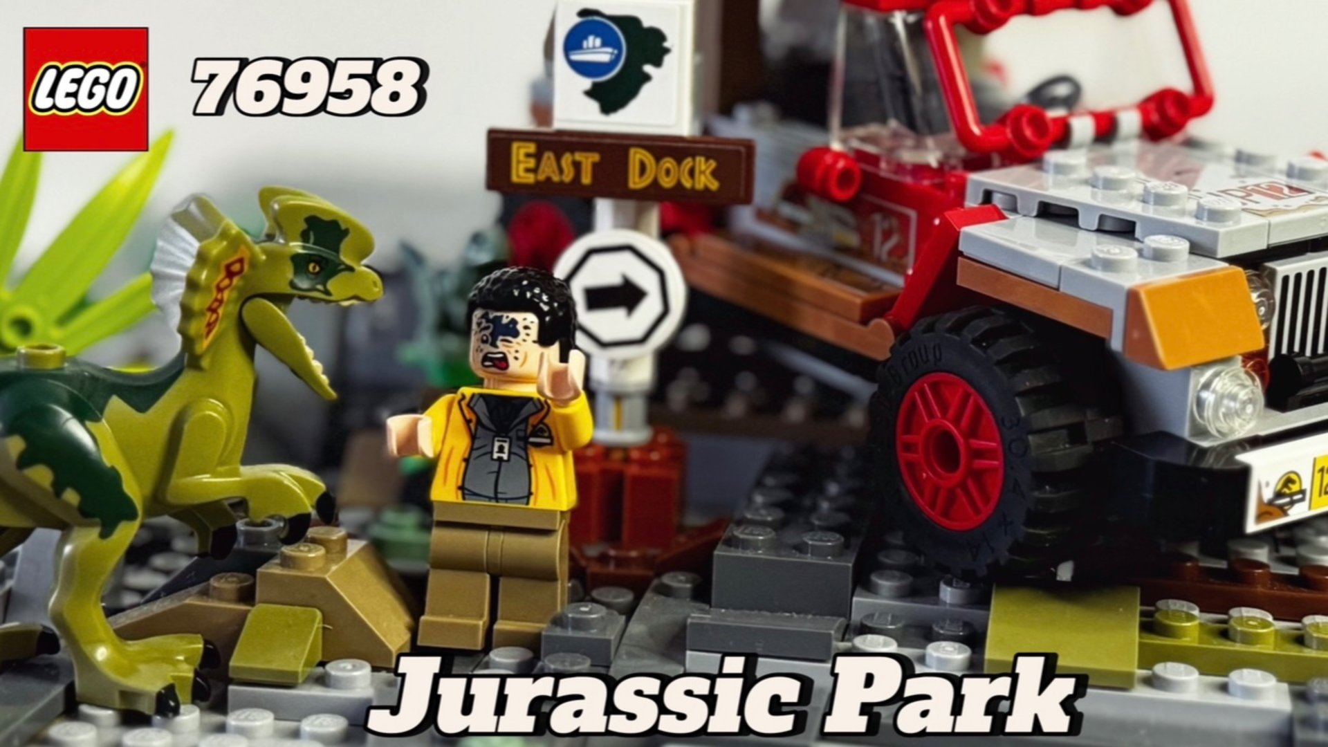 LEGO Парк Юрского периода🦕. Jurassic World Dilophosaurus Ambush 76958. Сборка, анимация stop motion