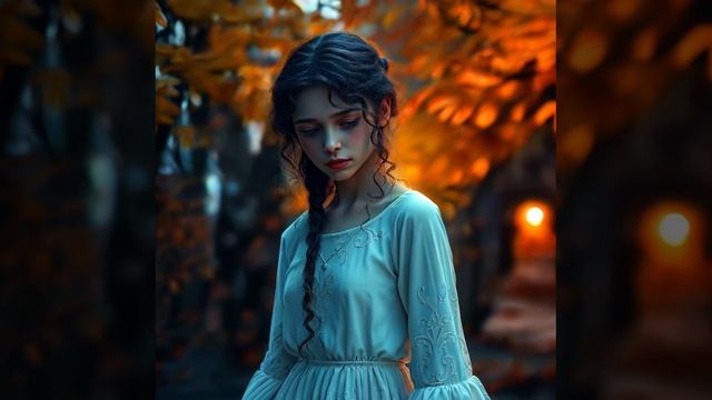 Девочка осенью в парке.