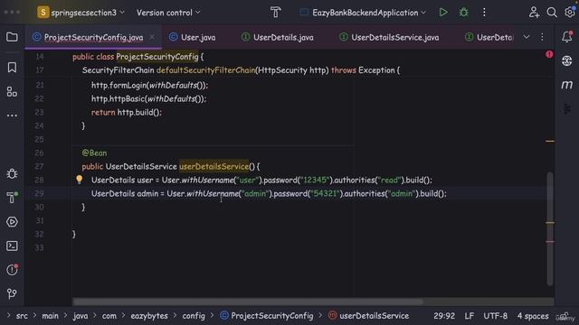 024 Configuring users using InMemoryUserDetailsManager