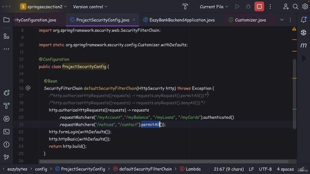 020 Modifying the security config code as per our custom requirements