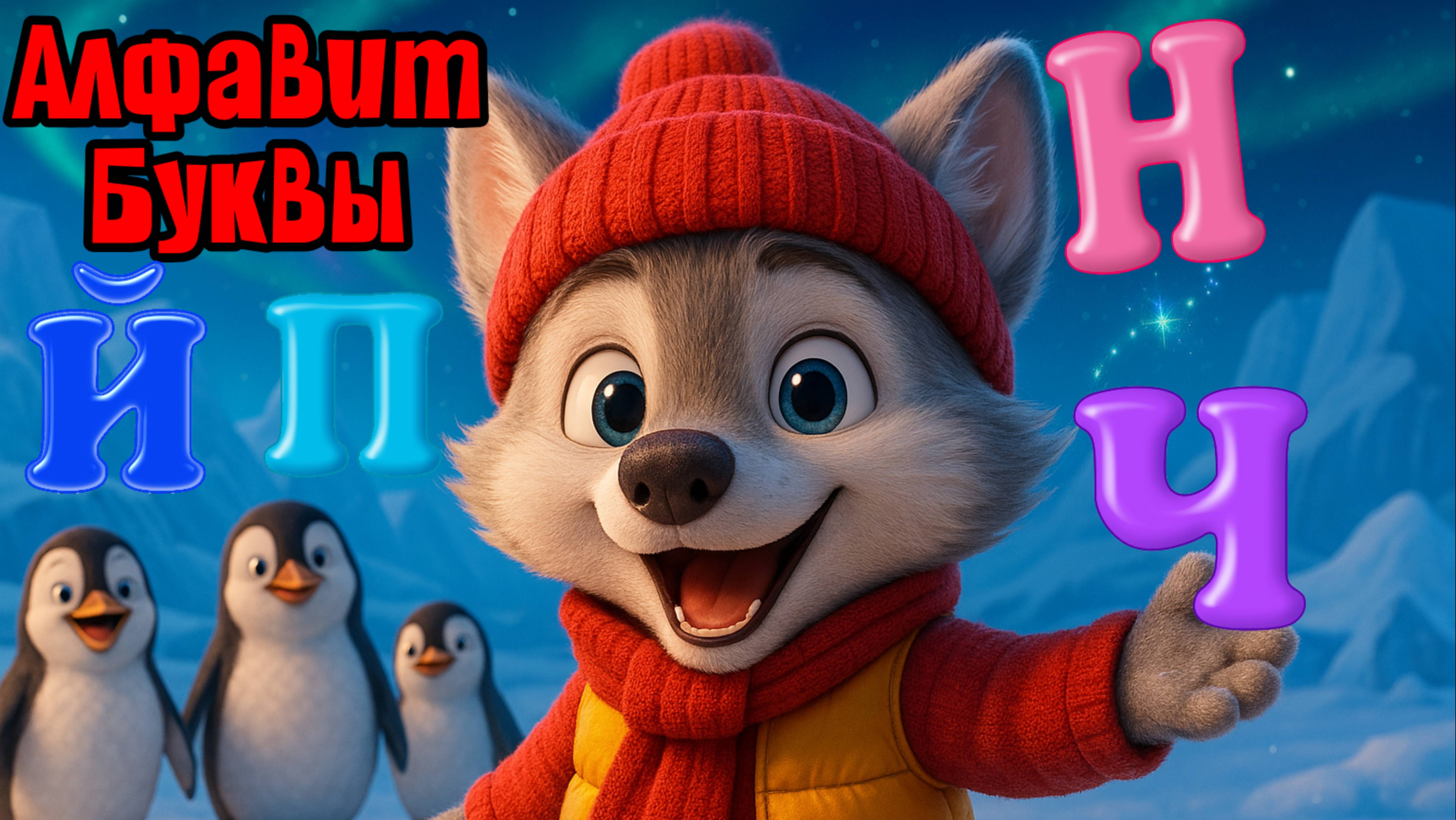 УЧИМ  АЛФАВИТ С ВОЛЧОНКОМ ВОЕМ! Буквы Й,П,Ч,Н в Антарктиде!