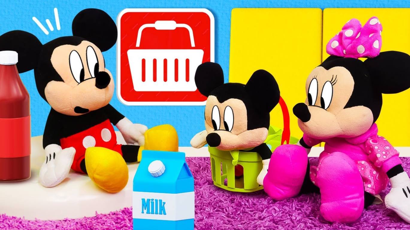 Патрик придумал как не ходить в магазин  Видео для детей про мягкие мигрушки Микки Маус