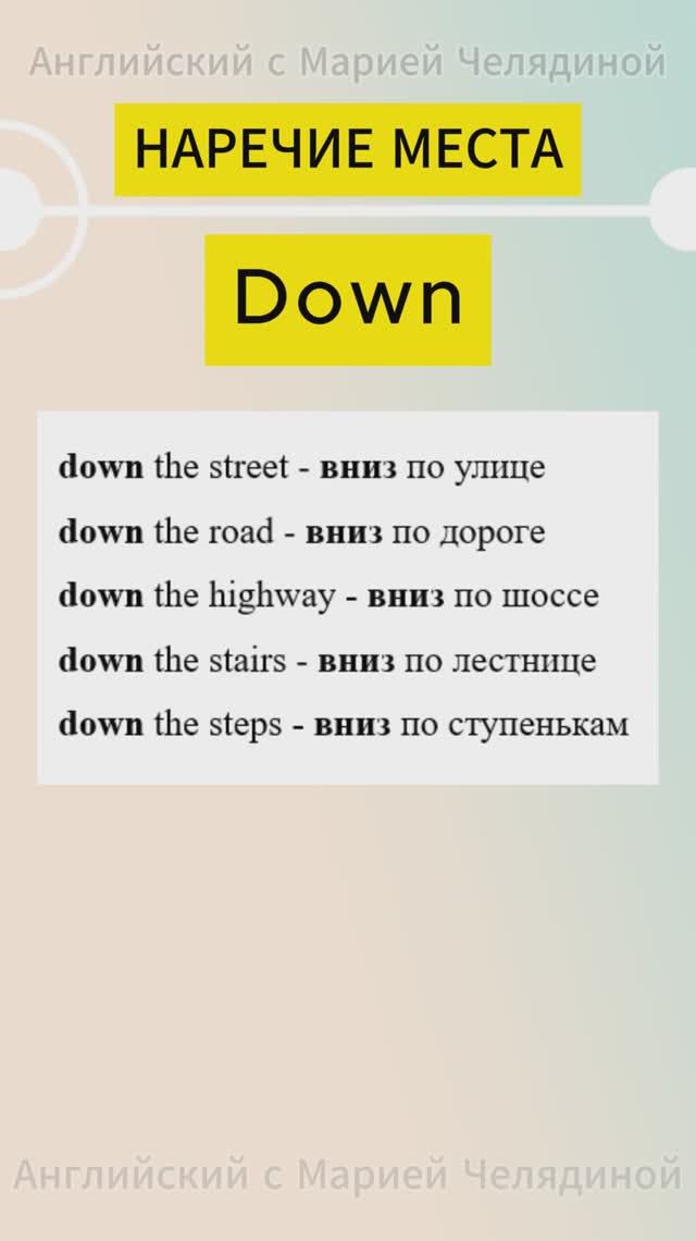 Предлог места DOWN #down, #английскийсМариейЧелядиной