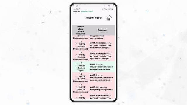 АТБ-2100| Просмотр архива тревог