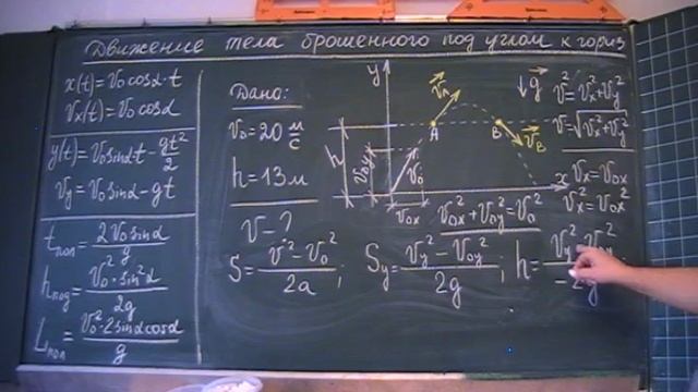 Скорость тела на определенной высоте