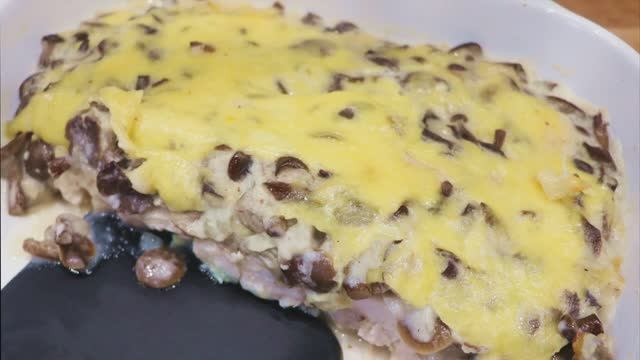 Запеканка с грибами и индейкой. А-ля жульен