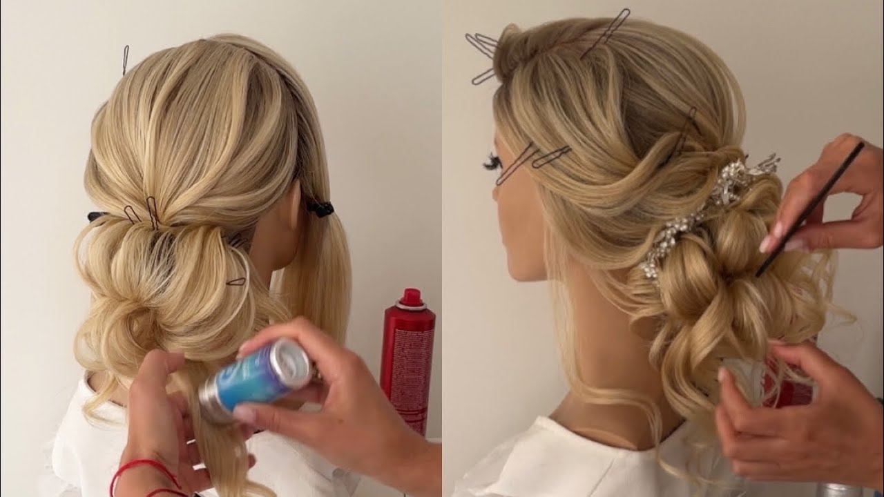 Свадебная причёска низкий пучок | Пошаговый видеоурок