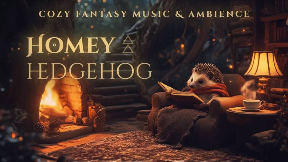 Ежик в уютном гнезде • Атмосфера лесной библиотеки и нежная фэнтези музыка для спокойного чтения