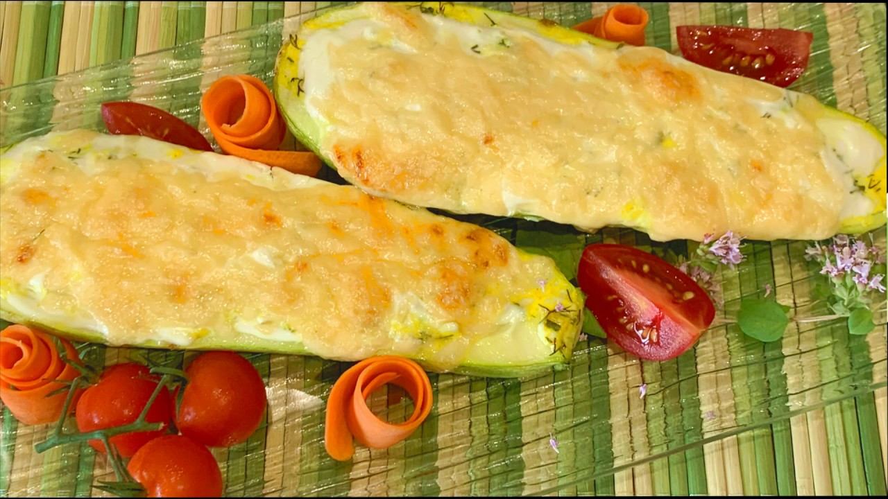 Запеченные кабачки с творогом