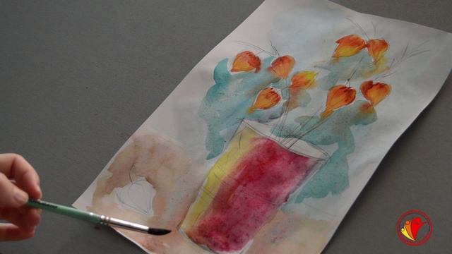 НАТЮРМОРТ С ФИЗАЛИСОМ. 2 ЧАСТЬ | НАЛОЖЕНИЕ ЦВЕТА | УРОКИ РИСОВАНИЯ | НАТЮРМОРТ АКВАРЕЛЬНЫМИ КРАСКАМИ