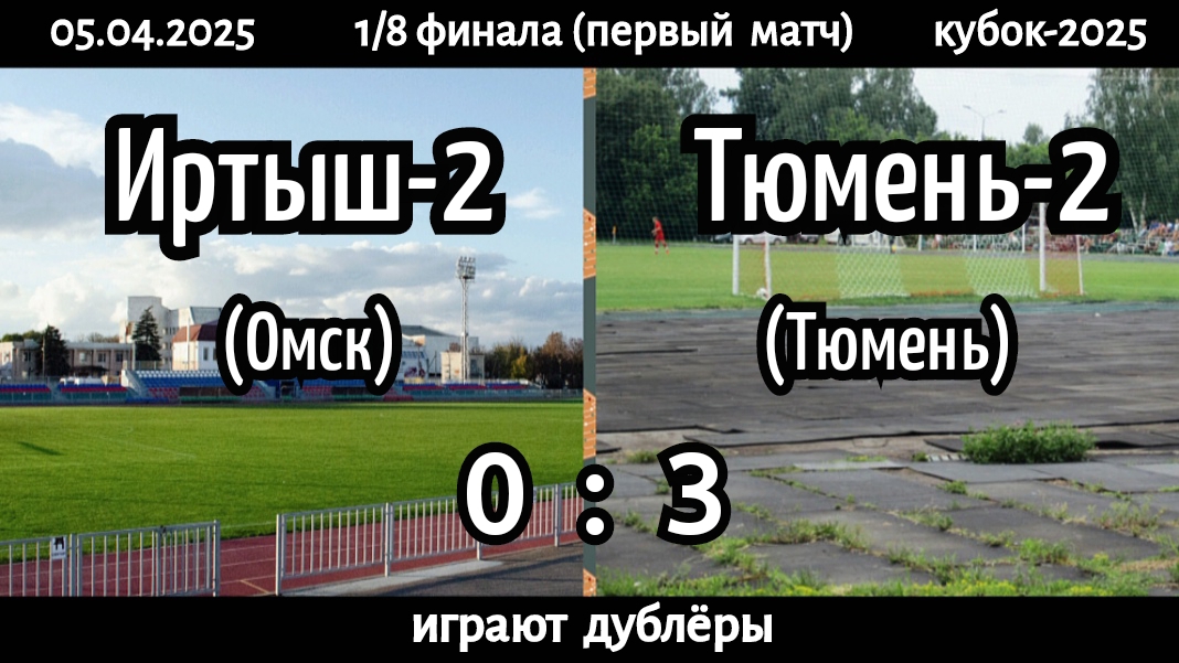 Иртыш-2 (Омск)-Тюмень-2 (Тюмень) 0:3 (05.04.2025). Кубок-2025, 1/8 финала (первый матч).