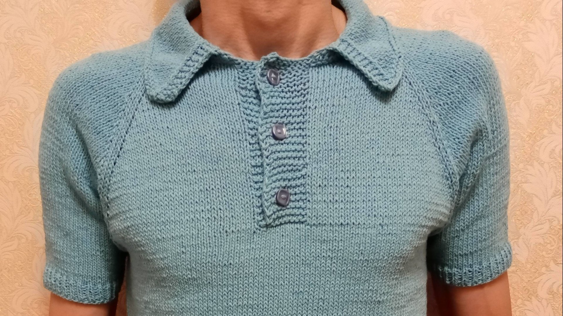 ФУТБОЛКА ПОЛО МУЖСКАЯ СПИЦАМИ РЕГЛАНОМ СВЕРХУ. ВОРОТНИК. КЕТТЛЕВКА. МАСТЕР-КЛАСС. ЧАСТЬ 2.