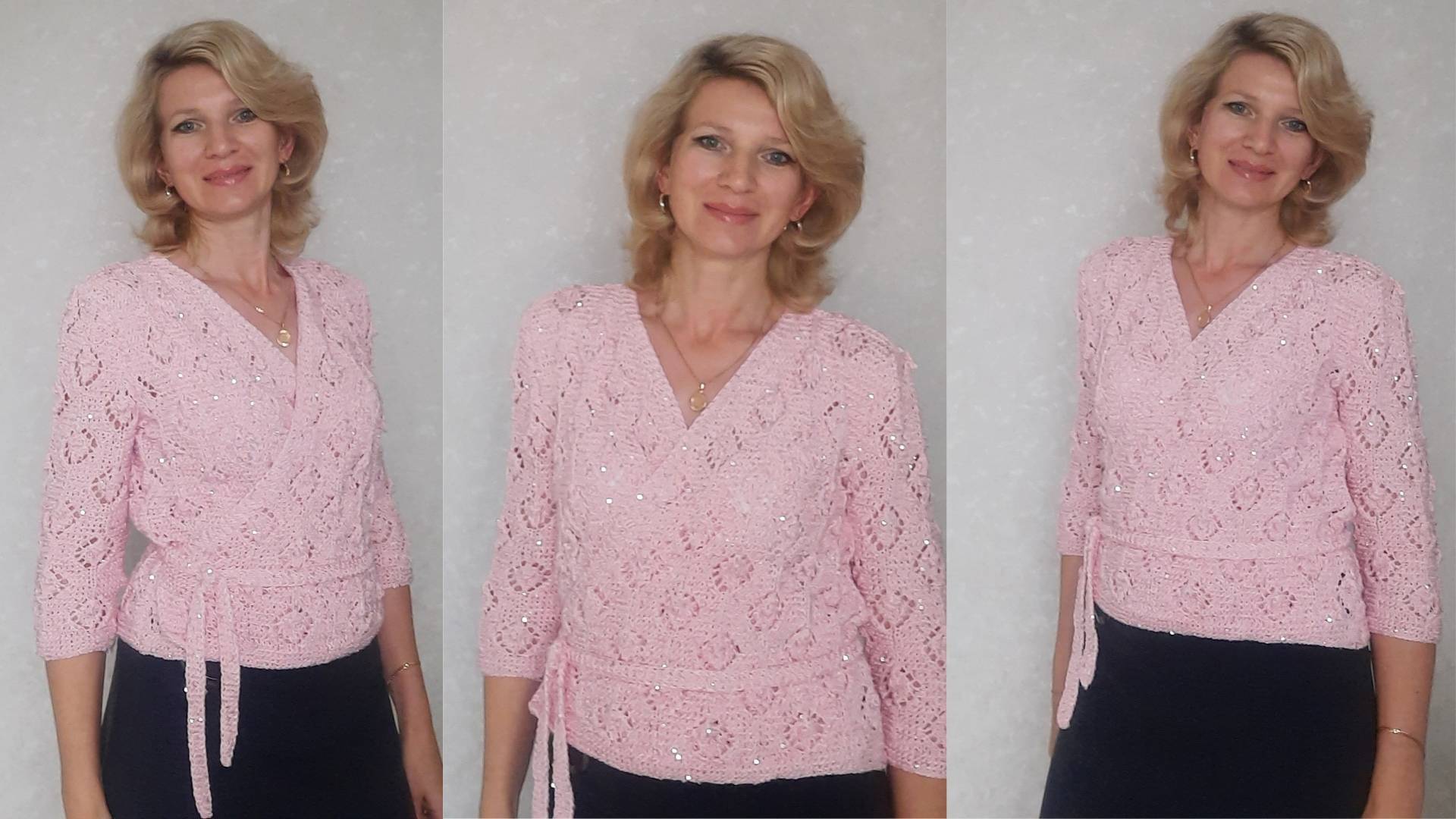 Кофта на запах спицами._МК