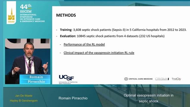 Optimal vasopressin initiation in septic shock   Romain Pirracchio  ISICEM-44 (2025)