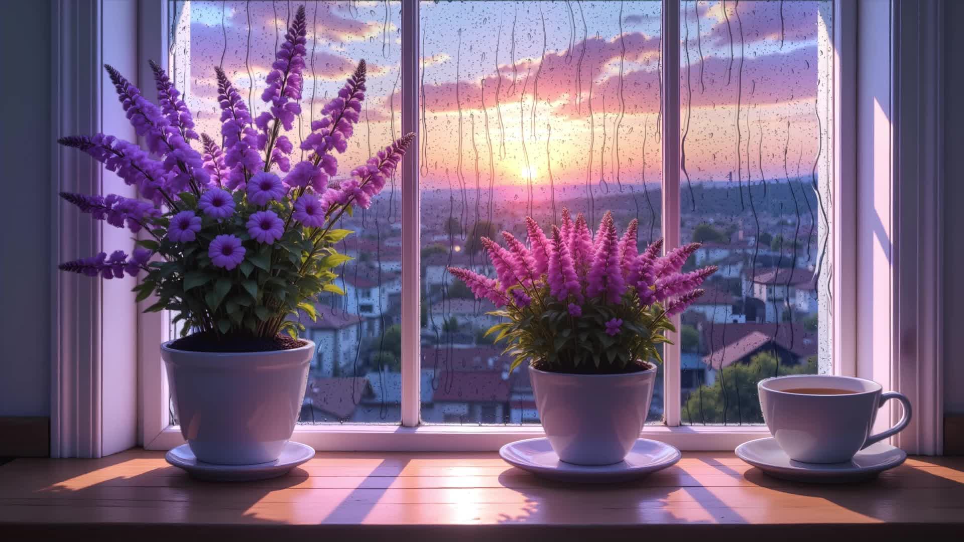 Расслабляющие звуки дождя за окном