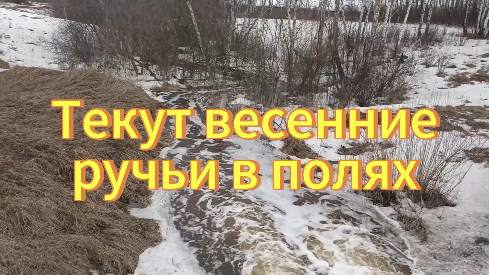 Текут потоки воды в полях весной. Природа весна ручьи.Тогучинский район Новосибирская область.