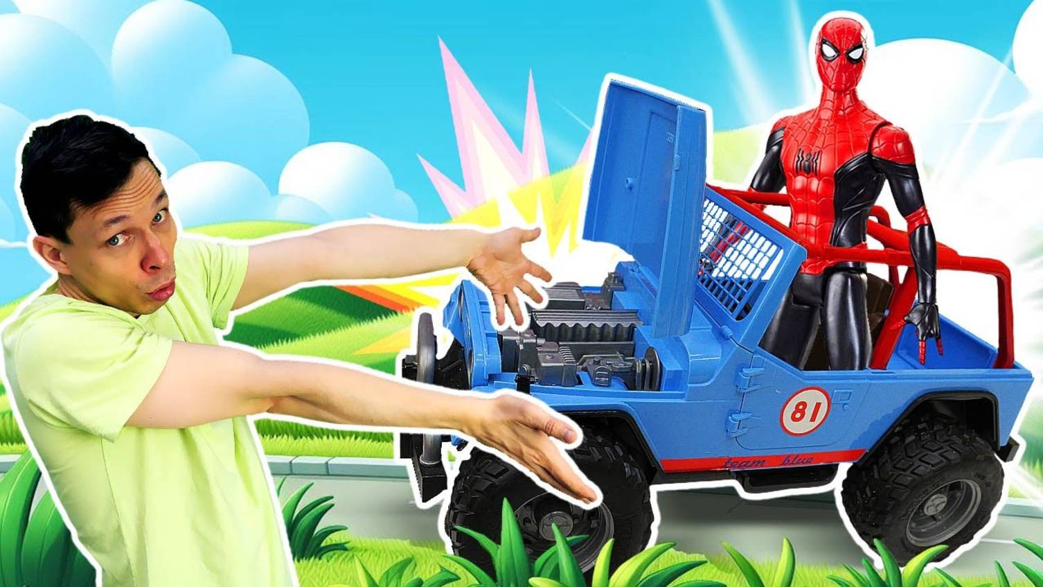 Человек-паук покупает ДЖИП  Супергерои копят деньги! Машинки и игрушки для детей