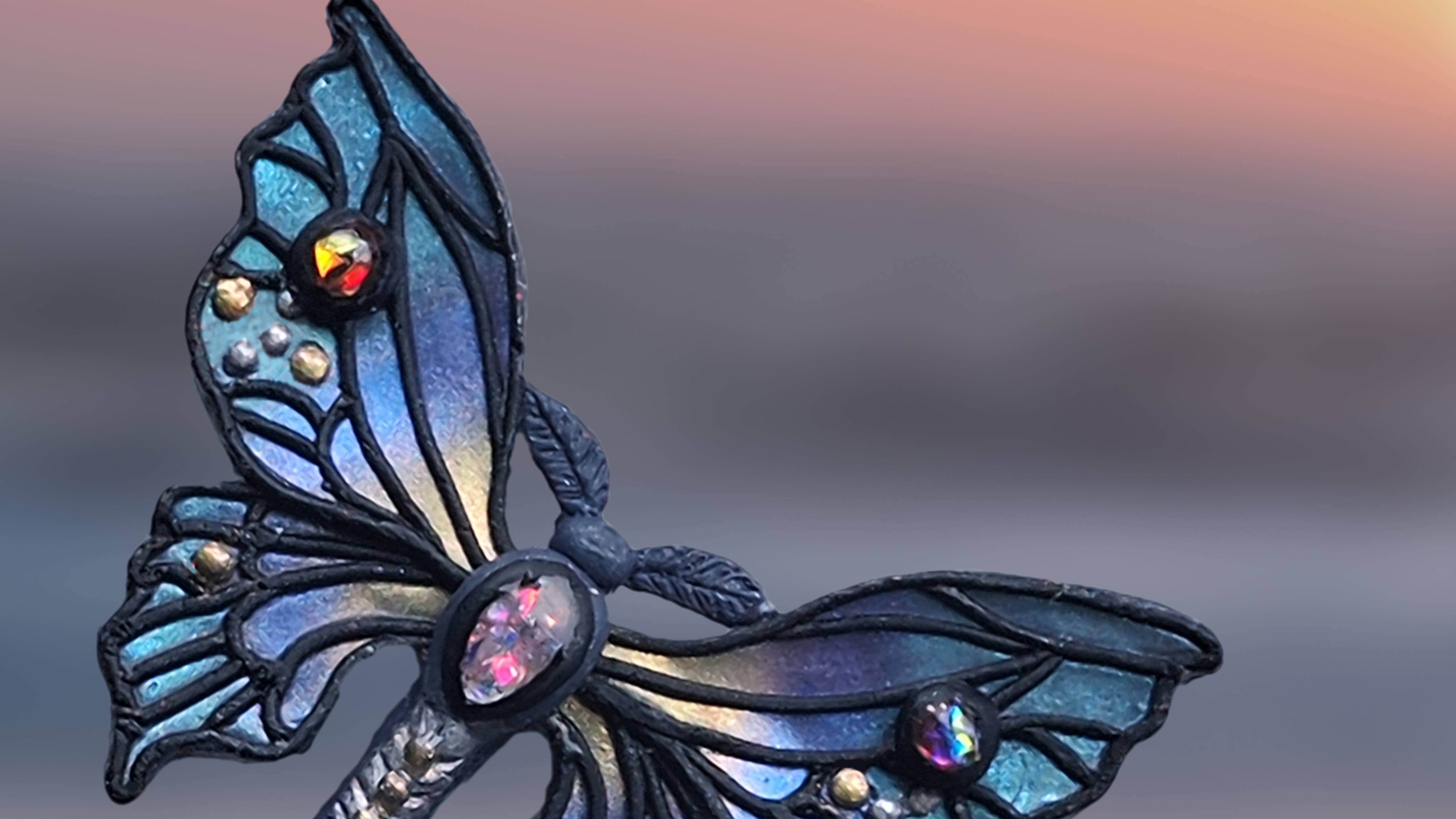 Брошь "Бабочка Морской закат".