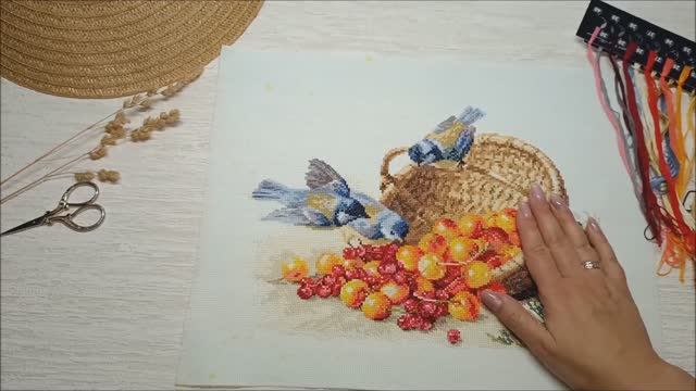 Синички и черешня - готовая вышивка от фирмы Алиса. Впечатления от дизайна и отшива