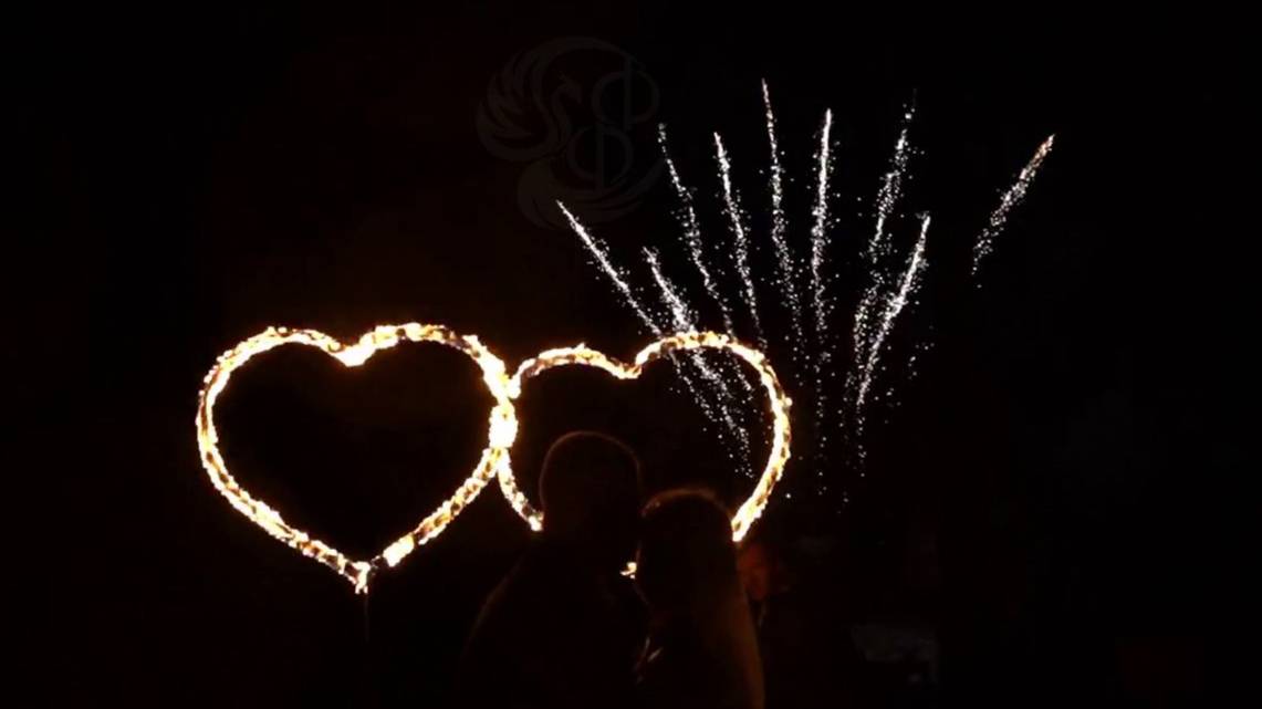 Огненные сердца/профессиональный фейерверк