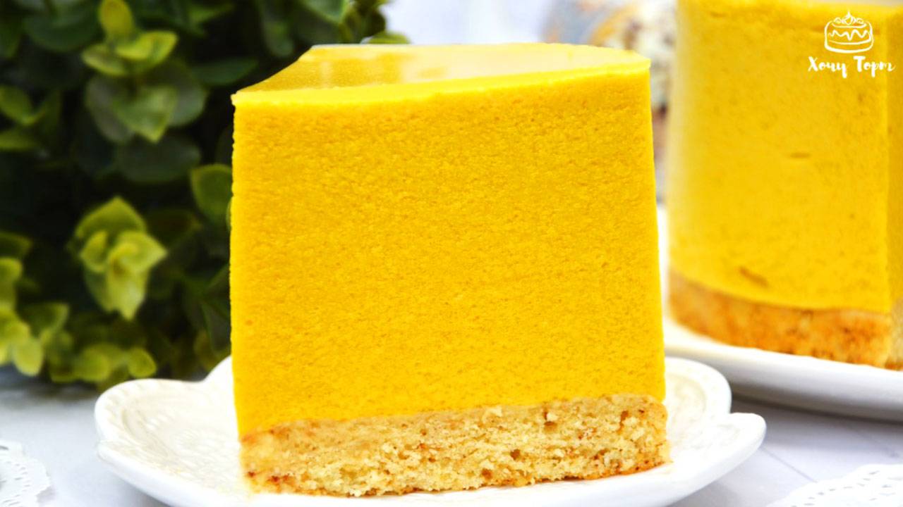 🟡 Постный муссовый торт «Тропическая Нежность» БЕЗ сливок, яиц и желатина!🍃НО КАК ВКУСНО! 🥭+🍊=💛