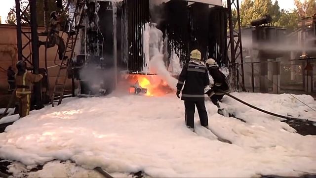 Пожар и тушение трансформатора 110кВ