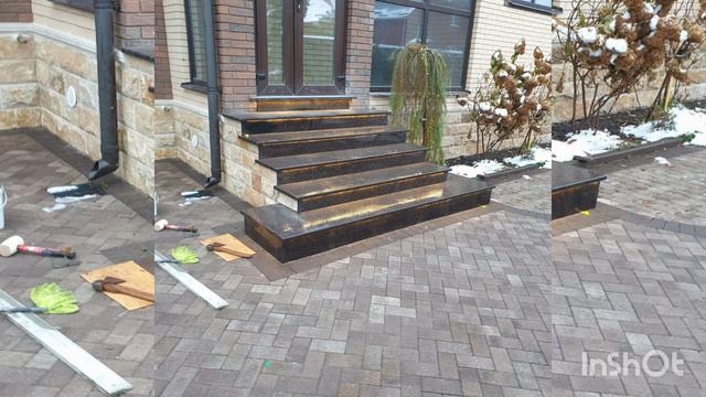 Монолитное крыльцо с подсветкой.