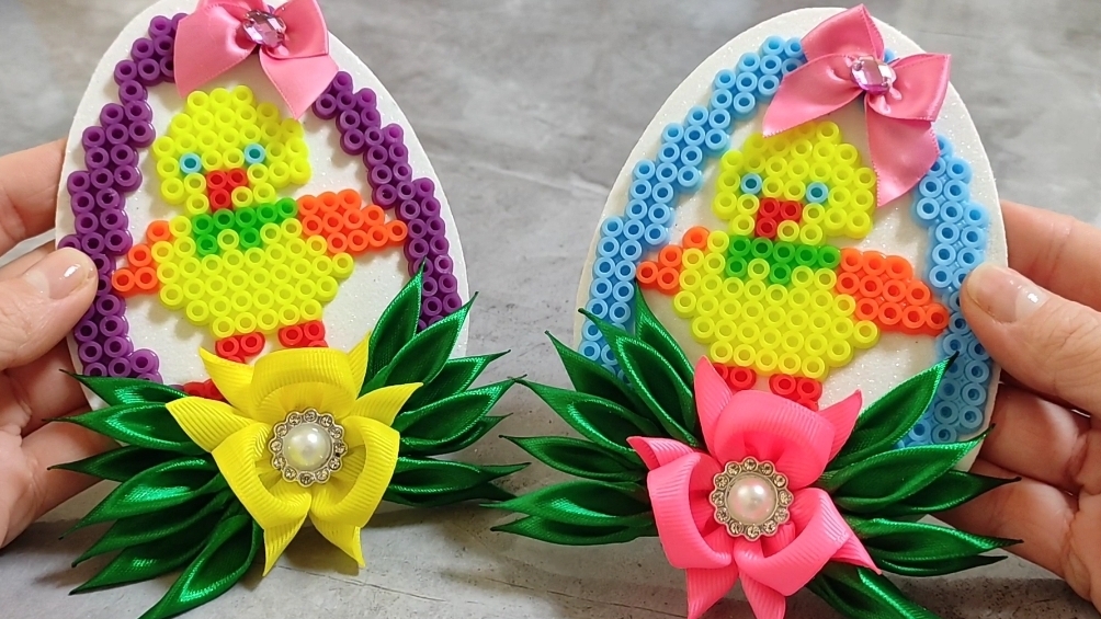 Термомозайка - Пасхальный магнит. Поделка для деток.