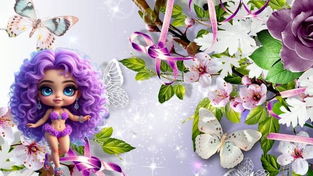 Футаж детский цветы и бабочка